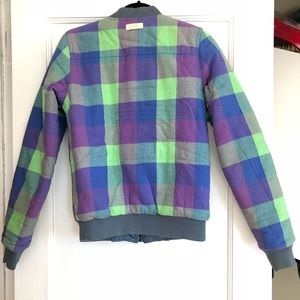 Insight | Jackets & Coats | Insight Green Blue Plaid Reversible Bomber ...